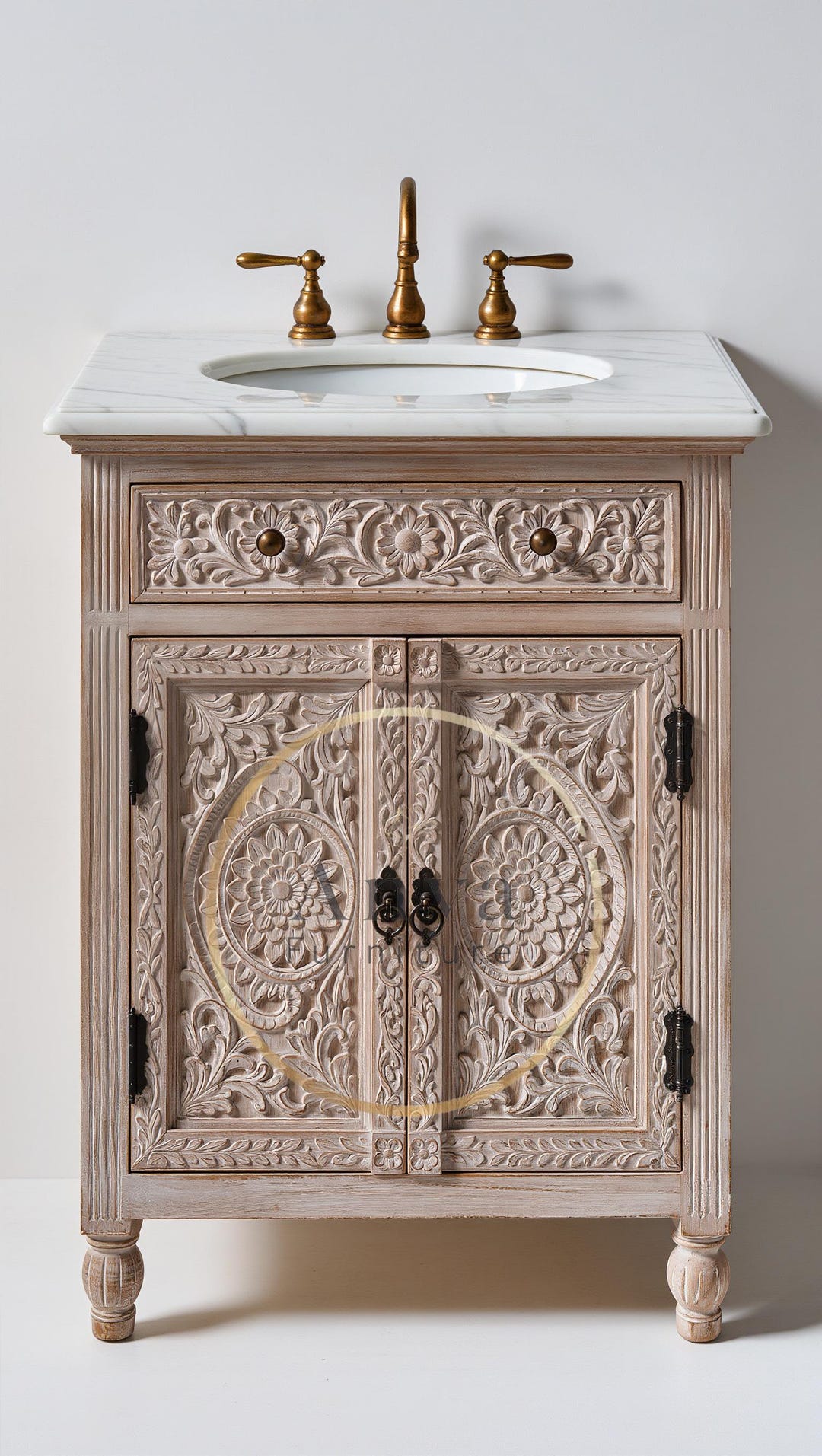 Traditional Bathroom Vanity | Hand Made Carved Wood Sink Unit - Etsy