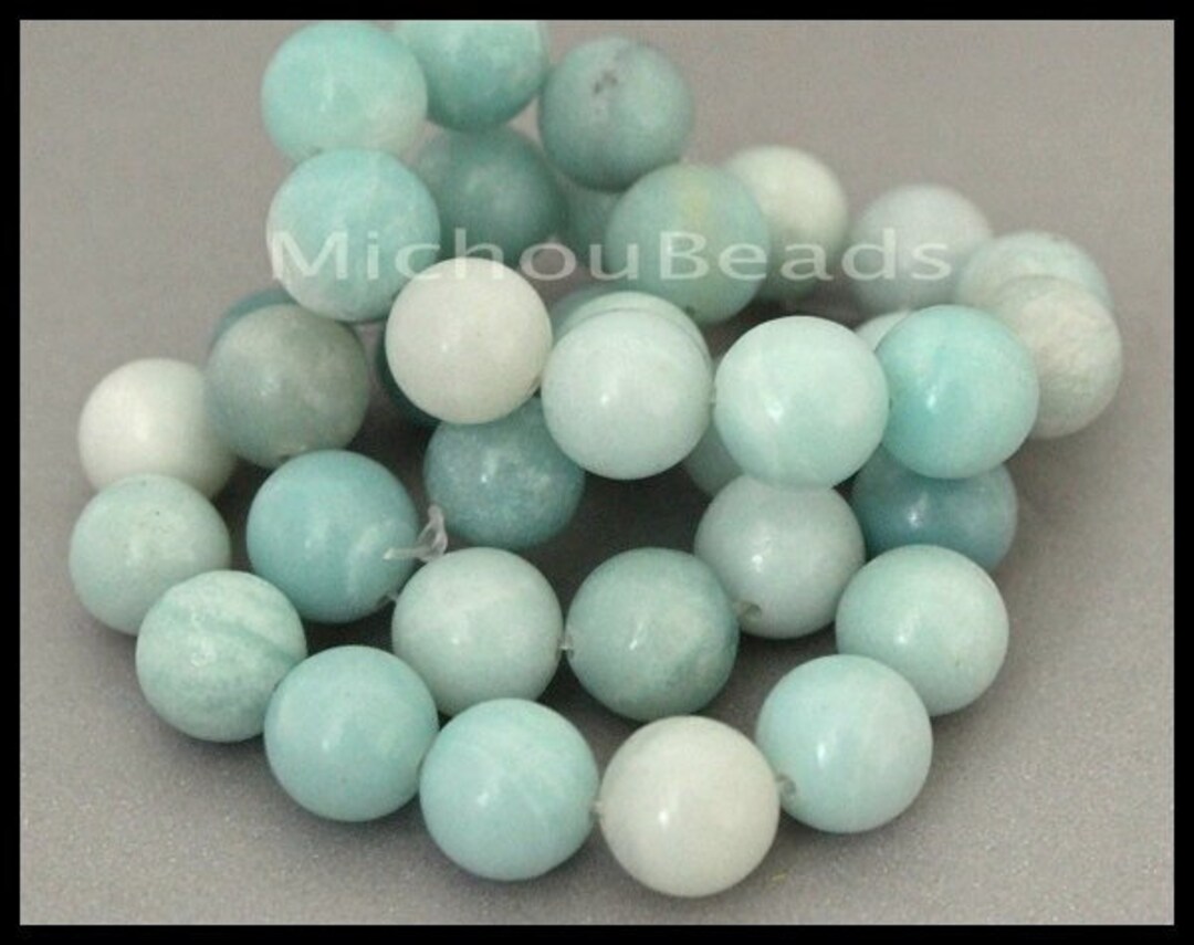 13 Cuentas - 10.5mm AMAZONITE Perlas Redondas de Piedras Preciosas ...