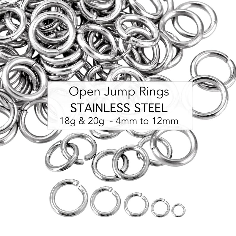 STAINLESS Steel OPEN Jump Rings - 18 Gauge 20 Gauge - 3.5mm 4mm 5mm 6mm ...