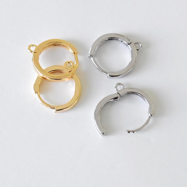 13mm HUGGIE Earrings 18K Gold Platinum Brass Hoop Leverback Openable ...