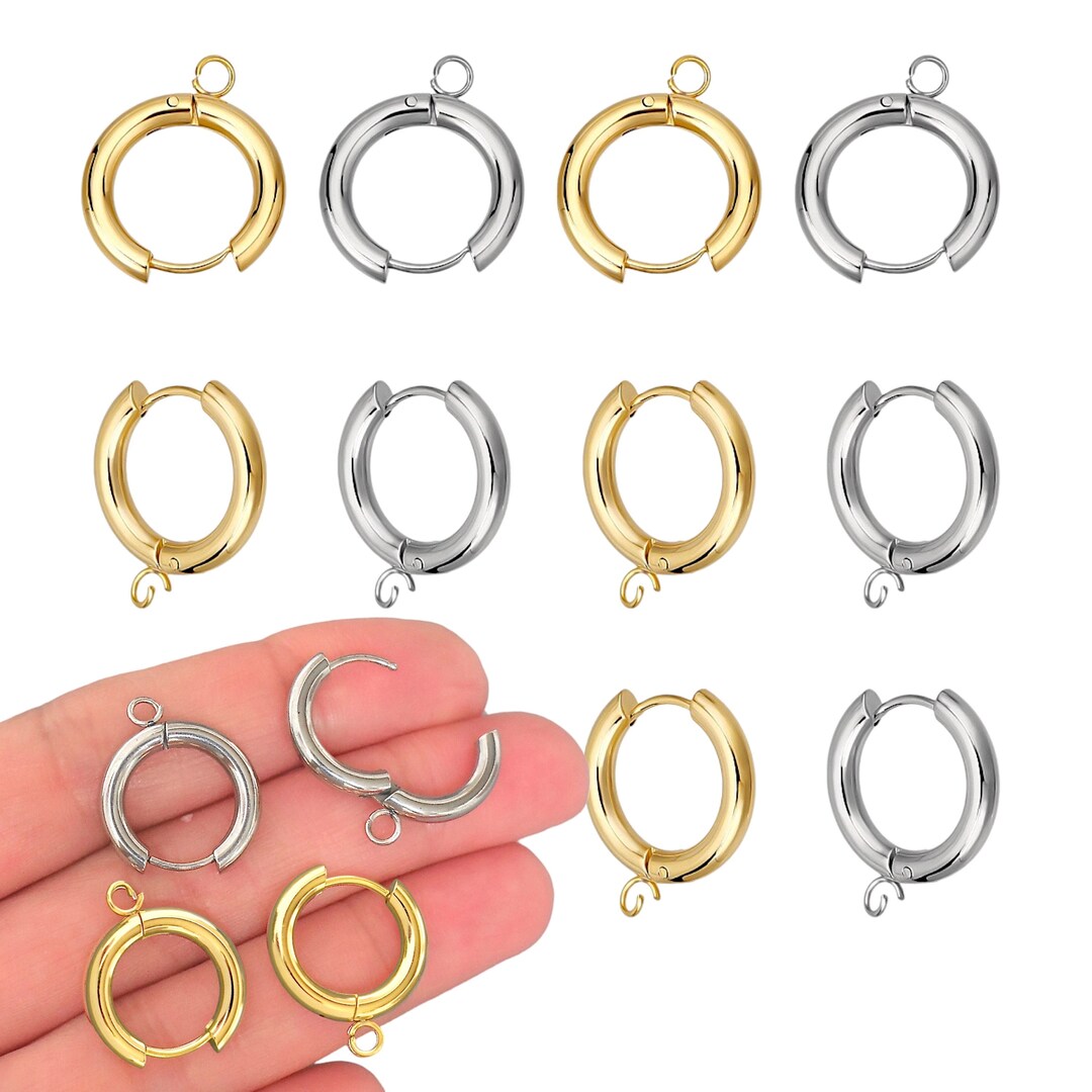 6 Pcs Tarnish Resistant Lever Back Hoop Ear Wires W/ Loop Earrings ...