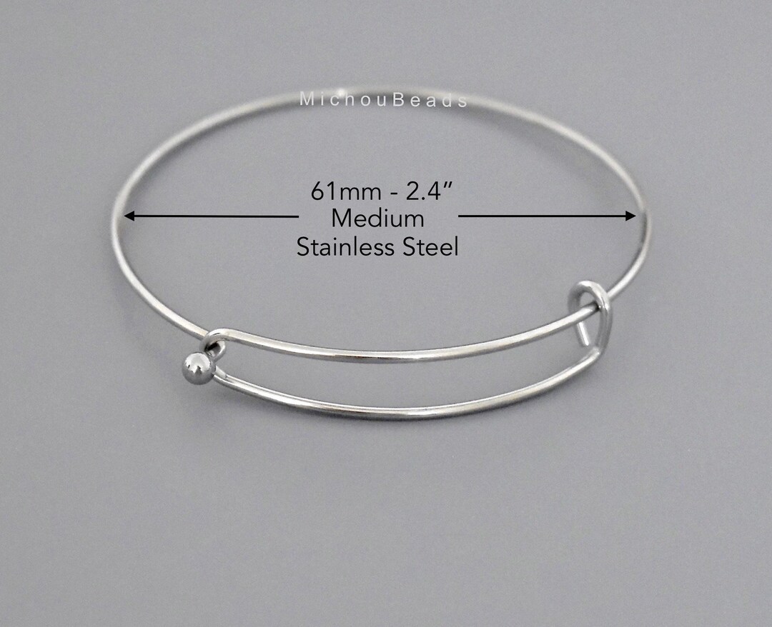 STAINLESS Steel OPENABLE Bangle Bracelet MEDIUM 61mm Side Ball Hook ...