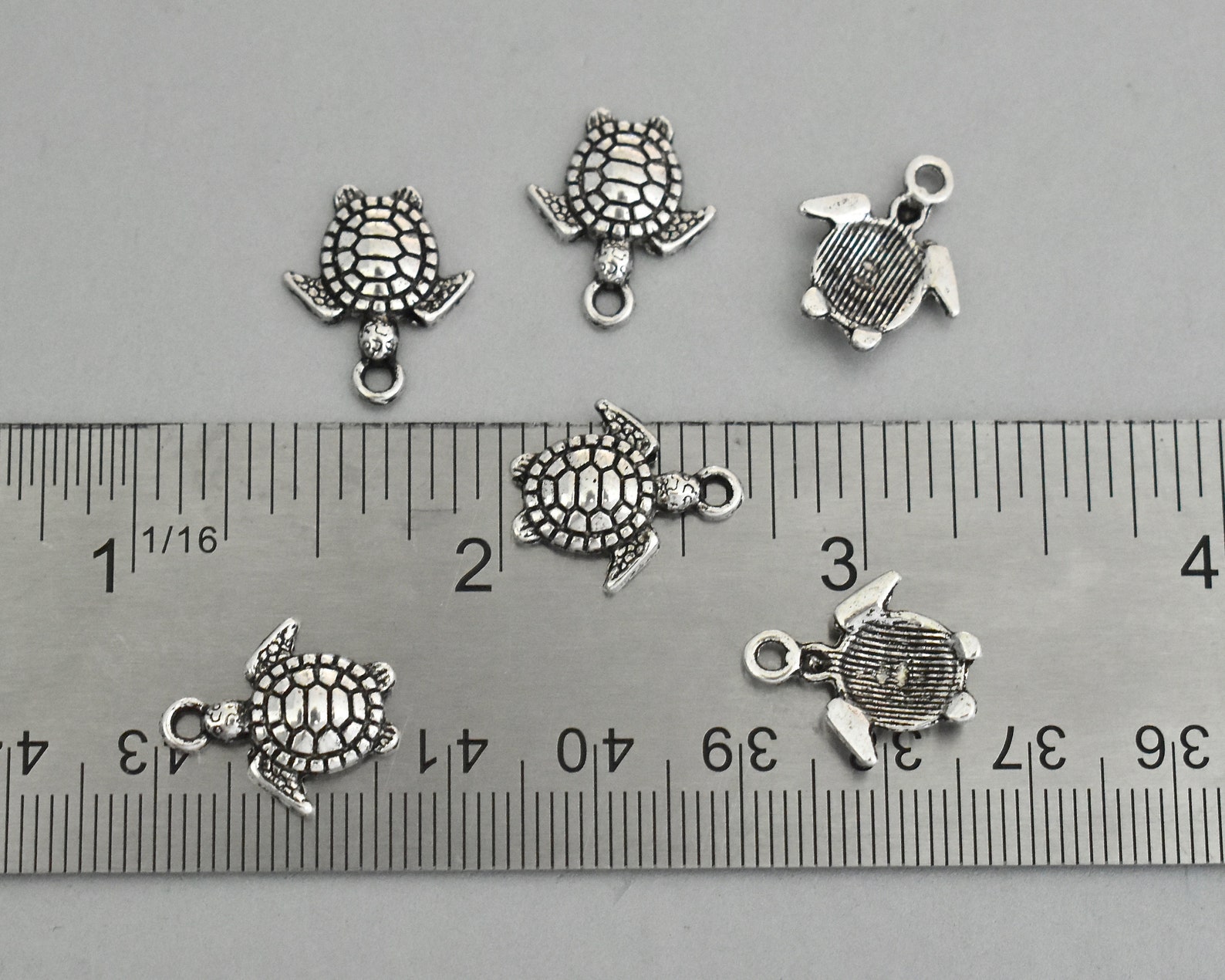 BULK 100 Antique Silver TURTLE Charm Dangles 16mm Tortoise - Etsy