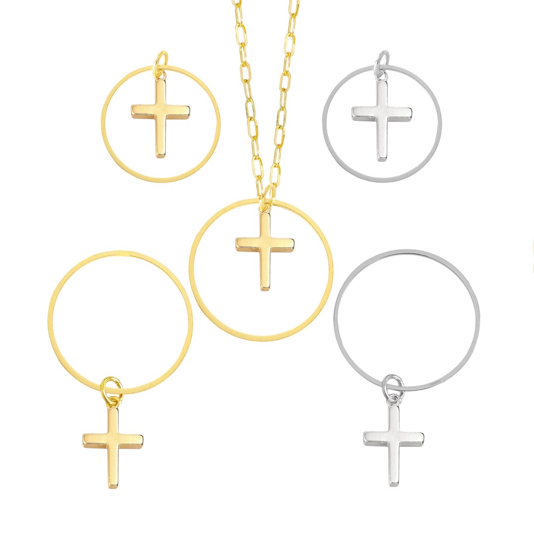 Eternity Cross HOOP Charms 18K Gold Filled or Stainless Steel . Multi ...