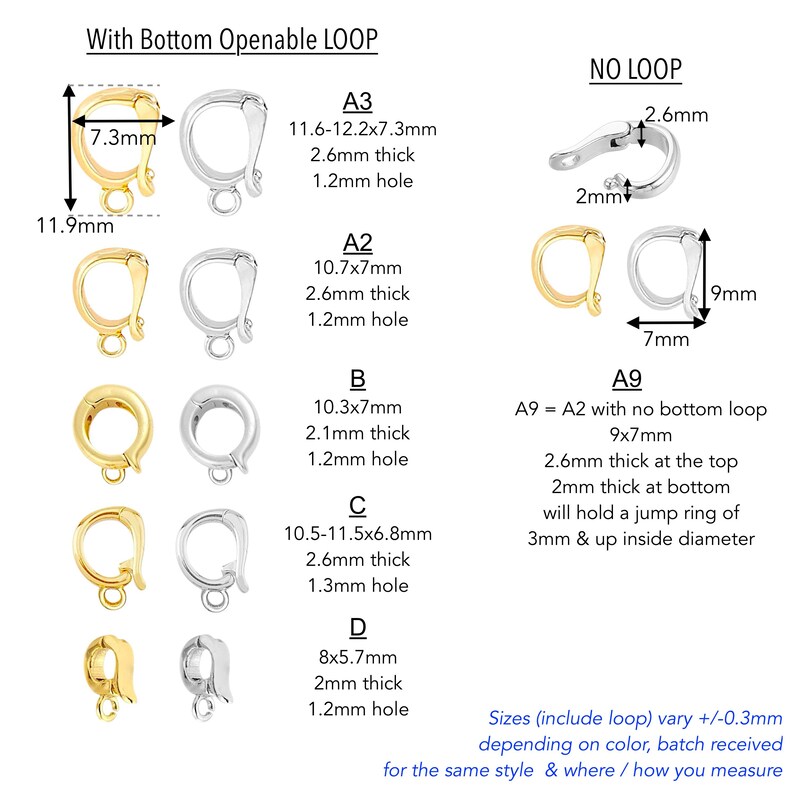 OPENABLE Clip on Charm Holder Bail Fold Clasps 18K Gold Filled or ...