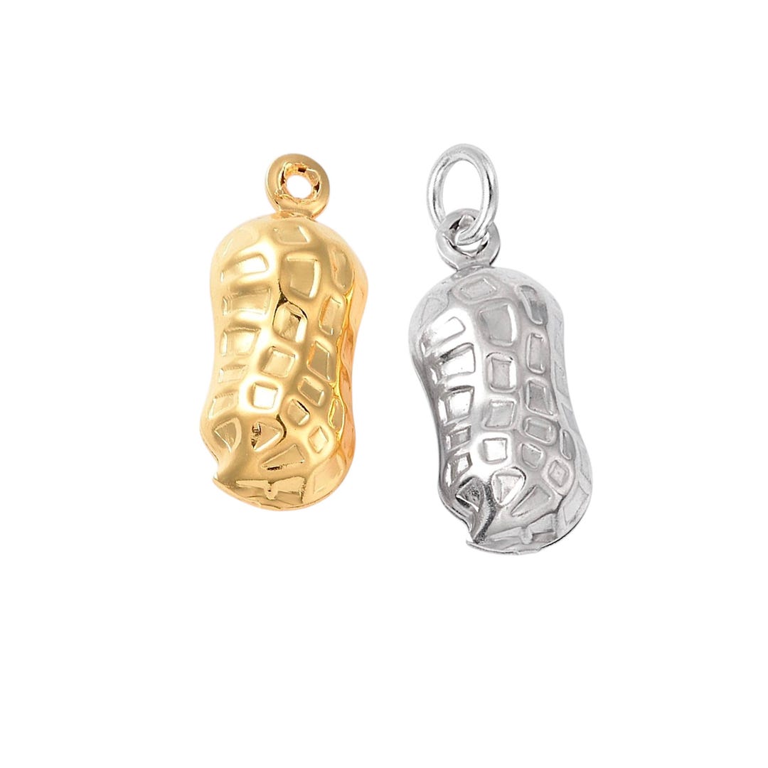 2x PEANUT Charms Stainless Steel 3D Foodie Charm W/ Optional Jumpring ...