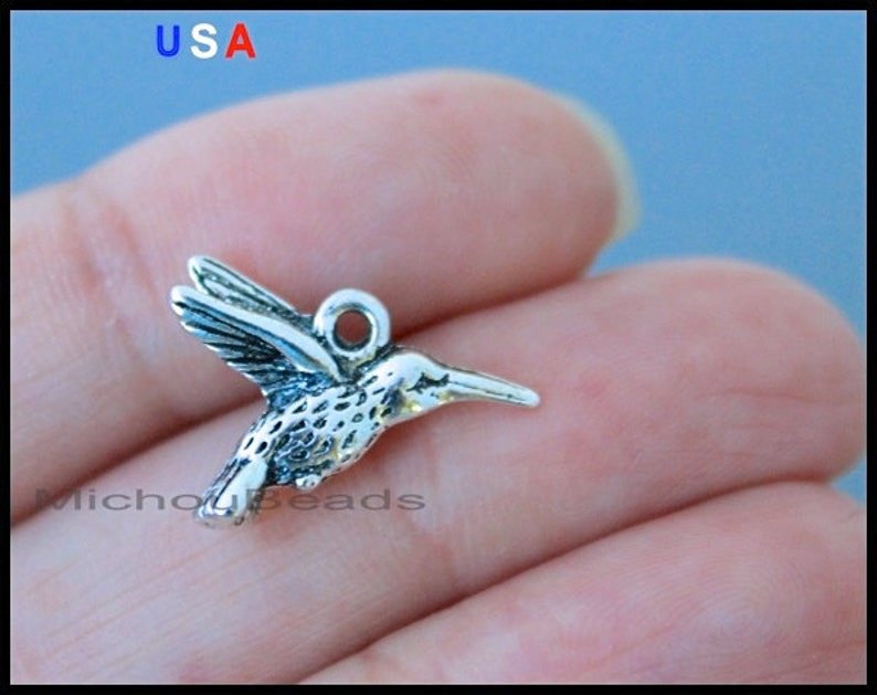 1 Silver HUMMING Bird Charms 14mm Silver Bird Animal Metal - Etsy
