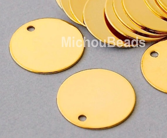 100 GOLD 12x1mm STAINLESS Steel Flat Round Blank STAMPING Disc - Etsy