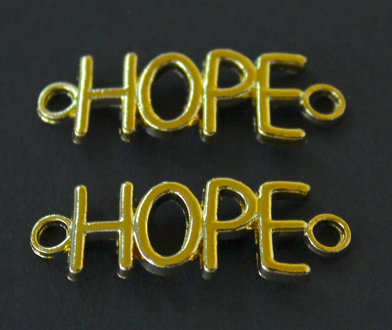 5 GOLD HOPE Word LINK Connector Charm 35x11mm Bright Golden | Etsy