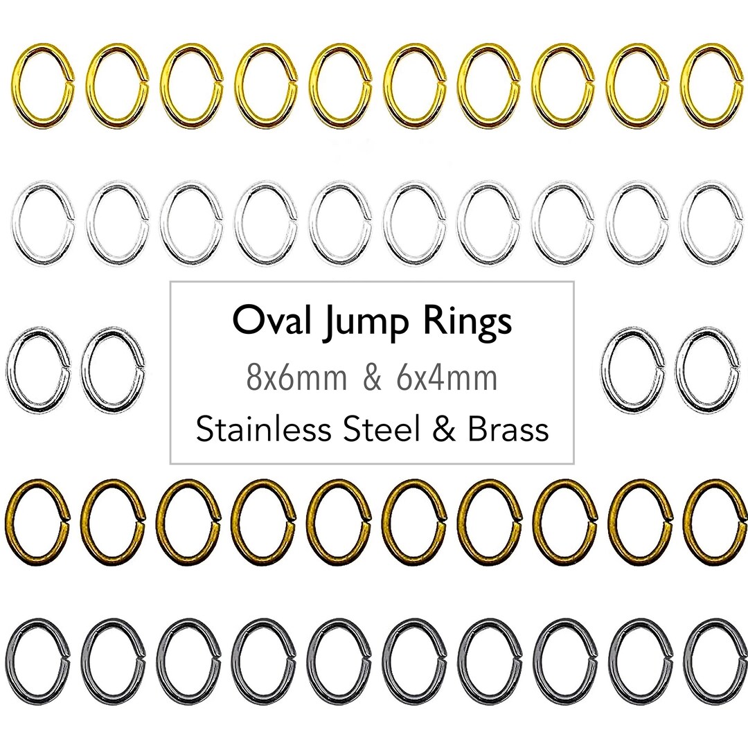 OVAL OPEN Jump Rings - 8x6mm 16 Gauge 6x4mm 18 Gauge - Stainless Steel ...