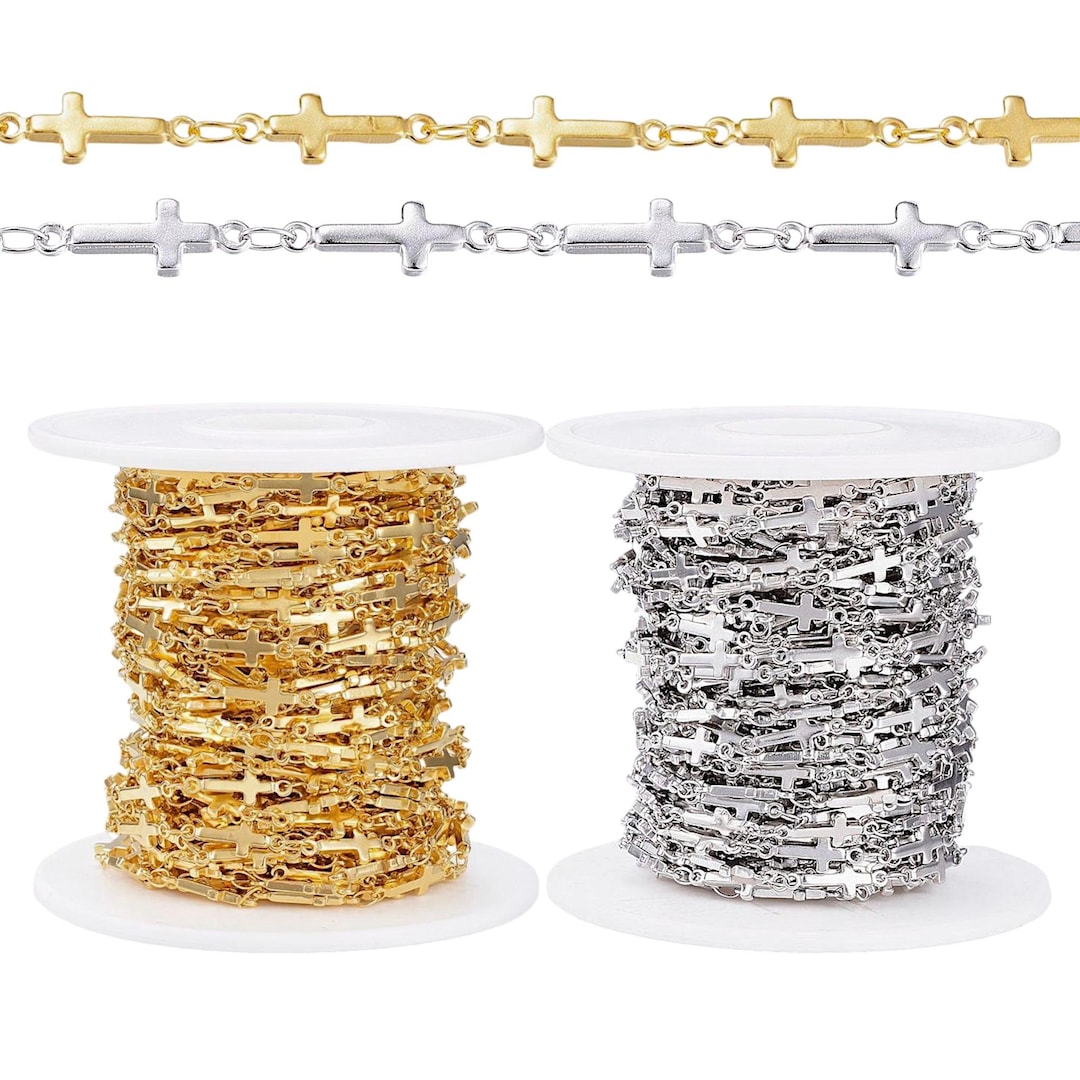 Gold CROSS Chain 13.5mm Sideways Cross Connector Soldered Links ...