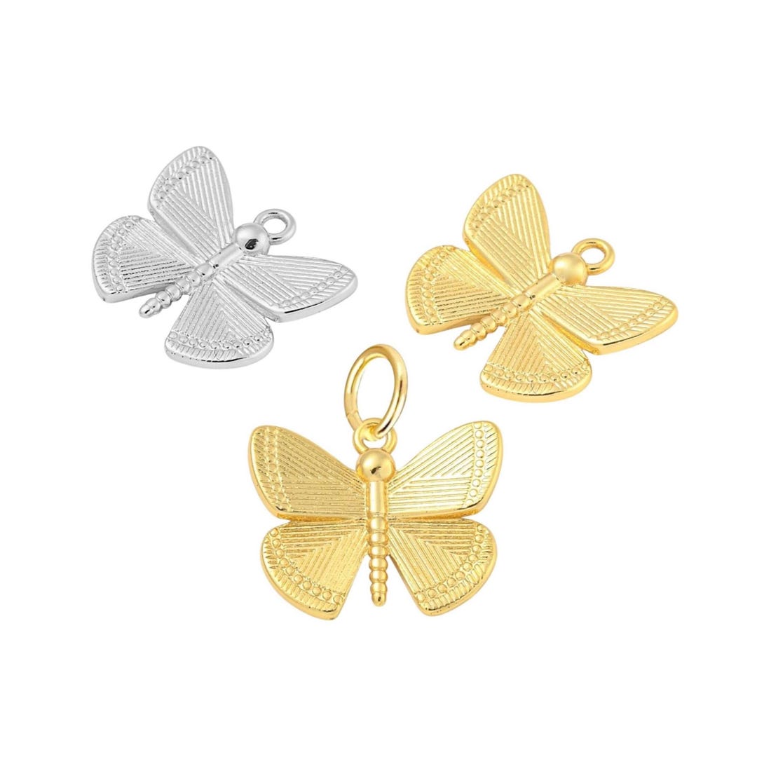 Mini BUTTERFLY Charms 18K Gold Brass 12mm Dangle Charm Pendants With ...