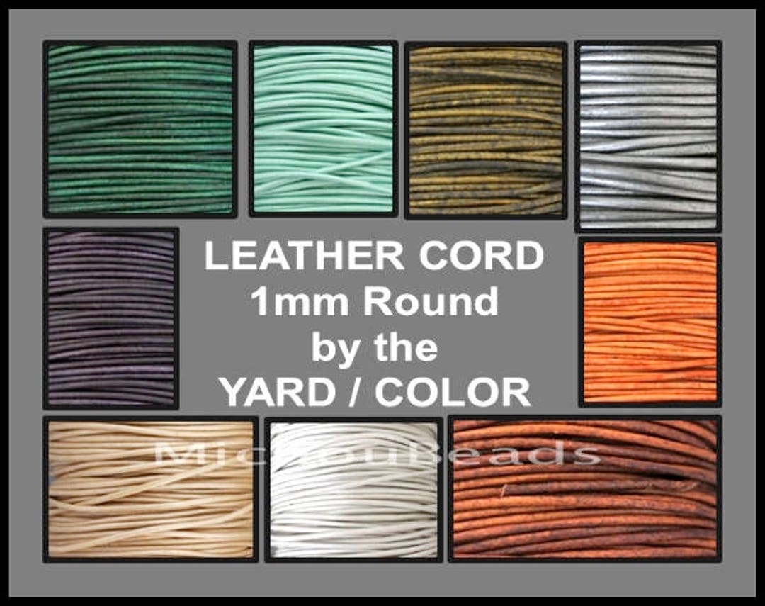 LEATHER Cord 1mm Round - Round Leather Cording by the YARD - Lead Free ...