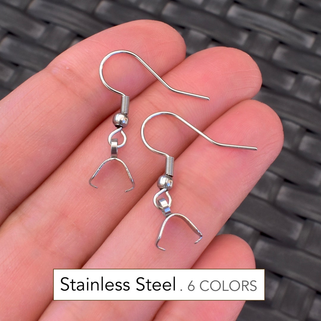 French Fish Hook Ear Wires Pinch Bails Stainless Steel Earring Hook ...