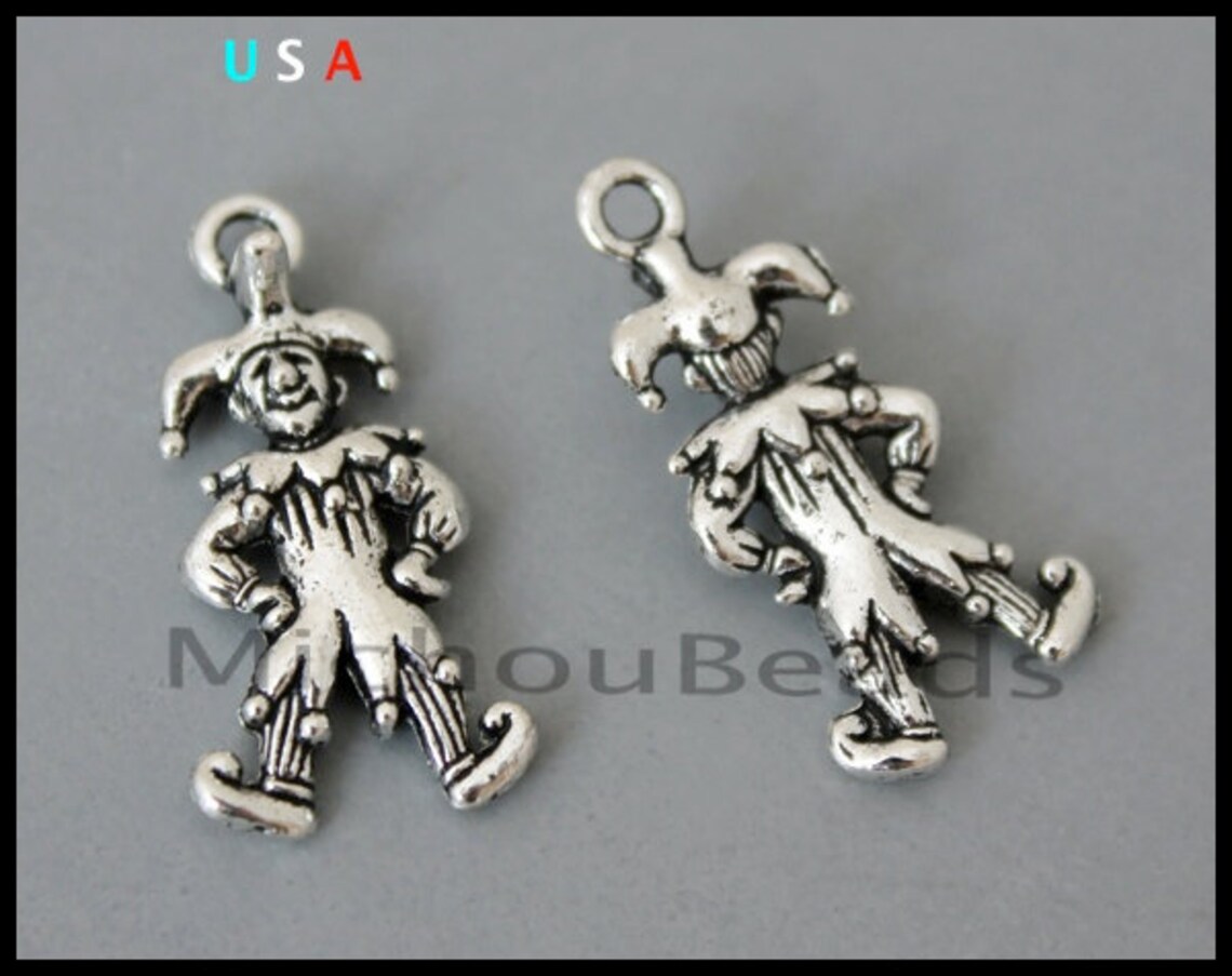 BULK 25 CLOWN Charms 25mm 3D Antiqued Silver Jester Fool - Etsy