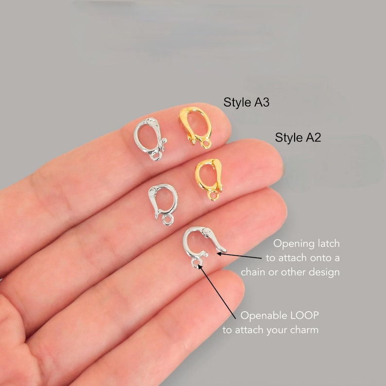 OPENABLE Clip on Charm Holder Bail Fold Clasps 18K Gold Filled or ...