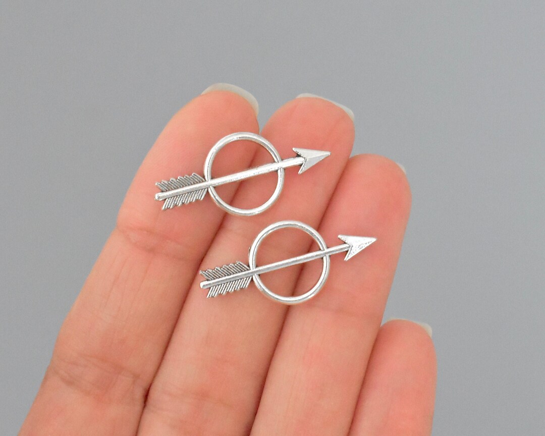 25 SILVER 28mm Arrowhead Connector Link 28x13mm Bow and Arrow Charm ...