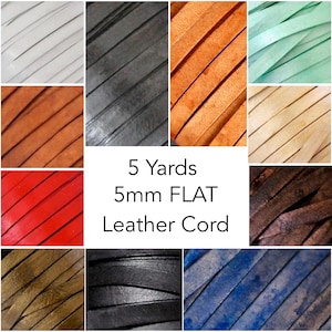 5 YARDS 5mm FLAT Leather Cord - 5x1mm Genuine Natural Indian Leather ...