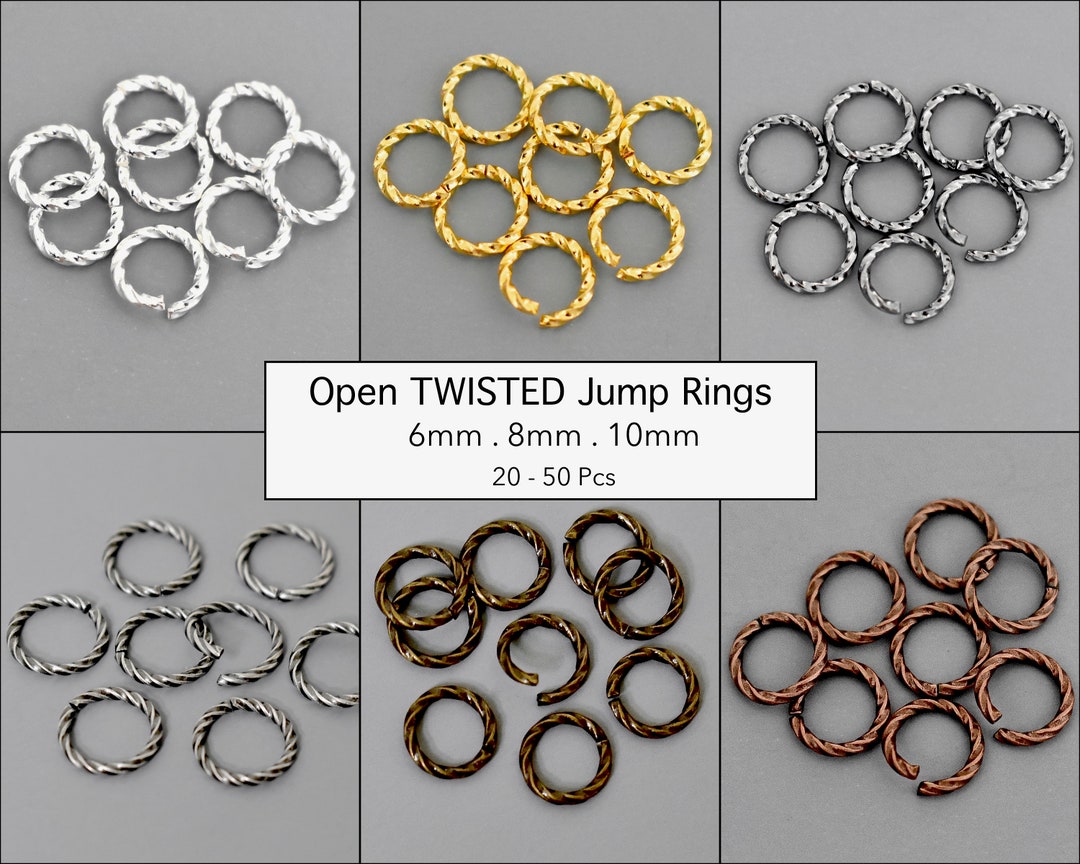 16 Gauge OPEN TWISTED Jump Rings - 6mm 8mm 10mm Twist Jump Ring Silver ...