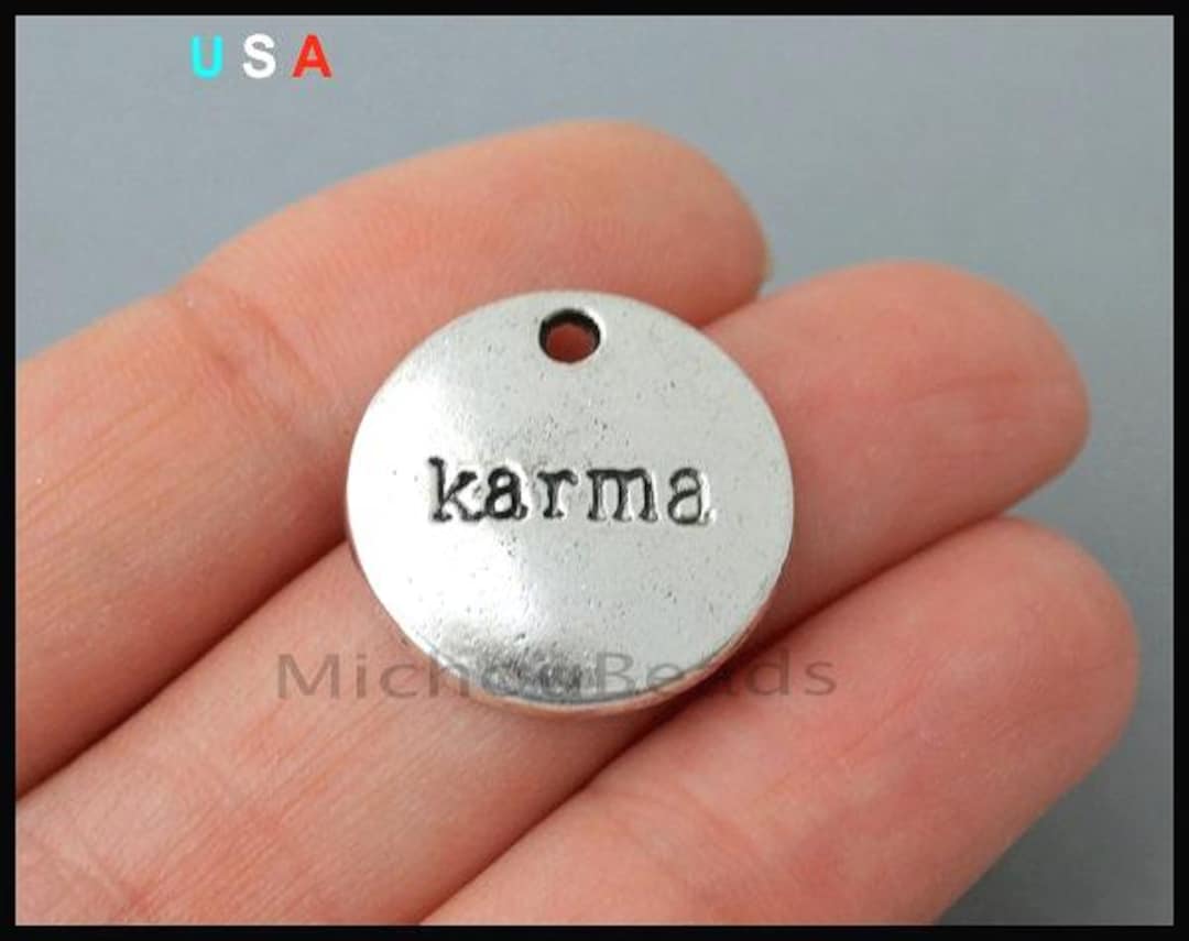 20 Silver KARMA Charms - 20mm Carved Karma Circle Zen Yoga Buddah ...