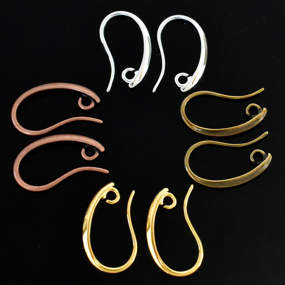 6 Pcs Curvy EAR WIRE Hooks With Loop - Strong Thick Curved Hook ...