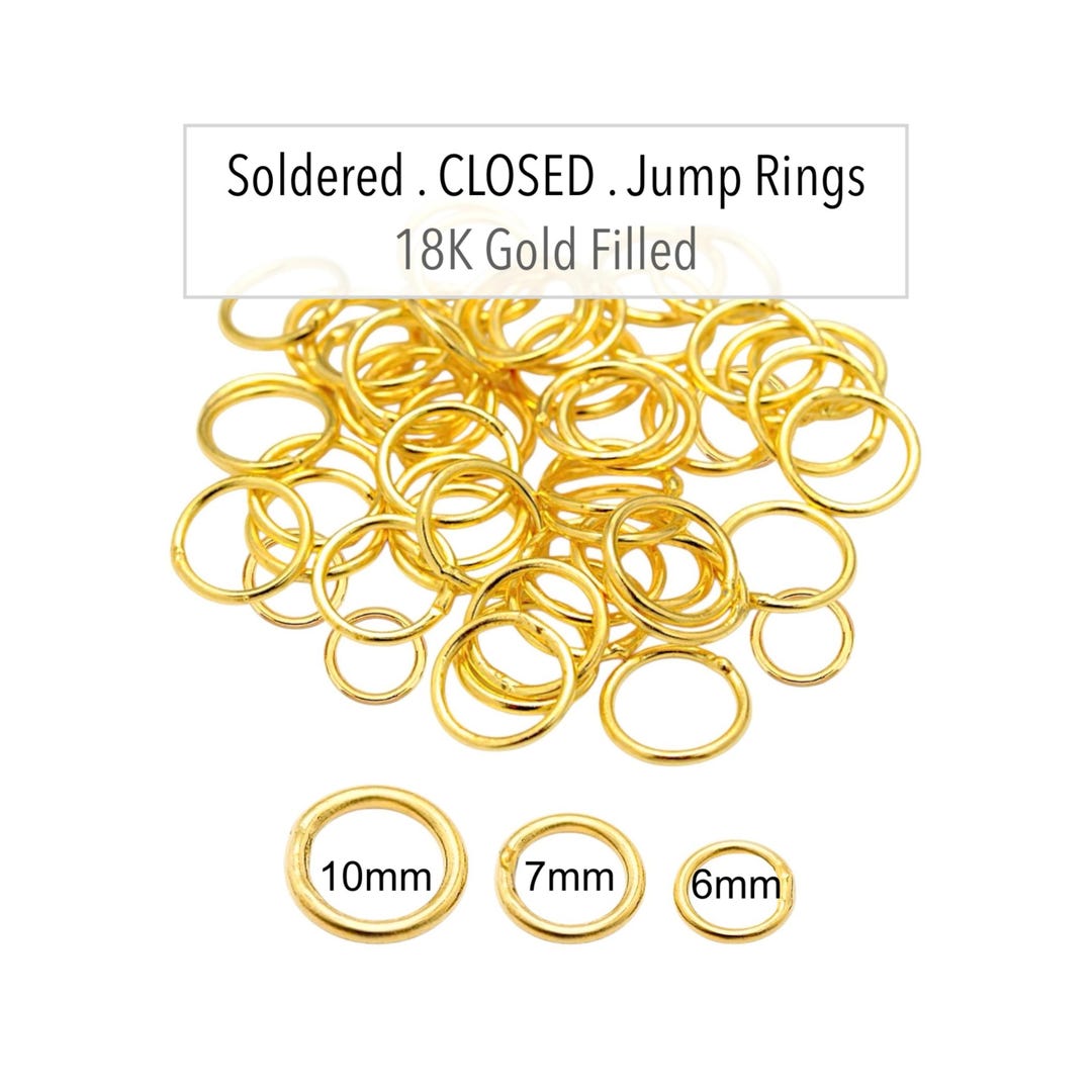 CLOSED 18K Gold Brass SOLDERED Jump Rings Closed 6mm 7mm or 10mm 18 ...