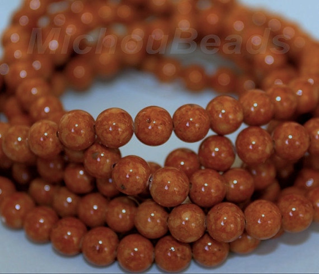16" Strand - 6mm RUST Dark Brown Natural RIVERSTONE - Round Opaque ...