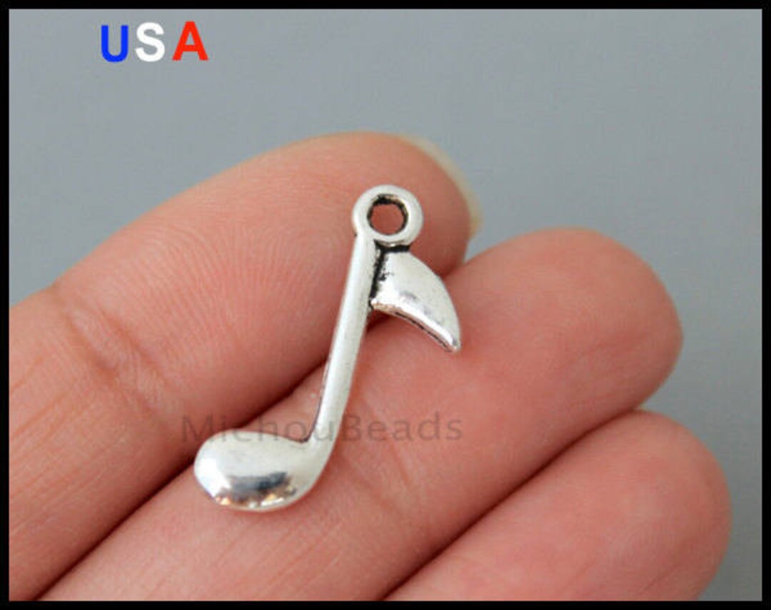 BULK 20 Musical NOTE Charm Pendant 24mm Silver Double Sided - Etsy