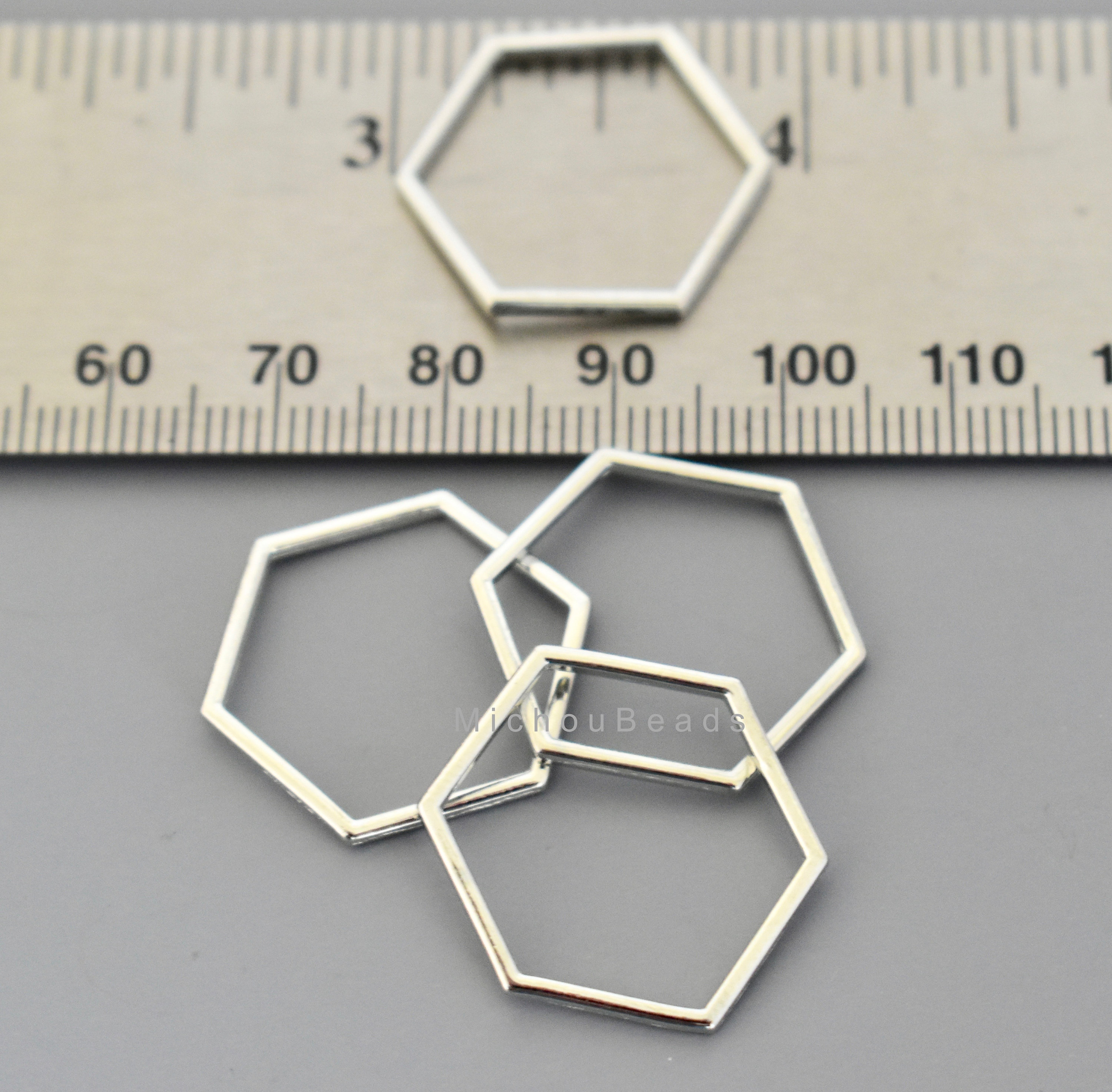 BULK 25 SILVER 17mm HEXAGON Links 17x15mm Alloy Connectors - Etsy UK