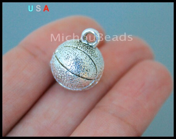 1 BASKETBALL Charm Pendant 19mm 3D Silver Sport Athlete Ball - Etsy