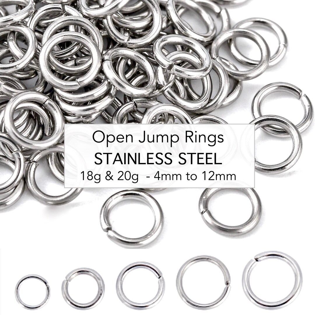 STAINLESS Steel OPEN Jump Rings - 18 Gauge & 20 Gauge - 4mm 5mm 6mm 7mm ...