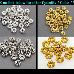 100 Grams / 1000 Beads 4mm SILVER Daisy Spacer 4x1.8mm Round Metal ...