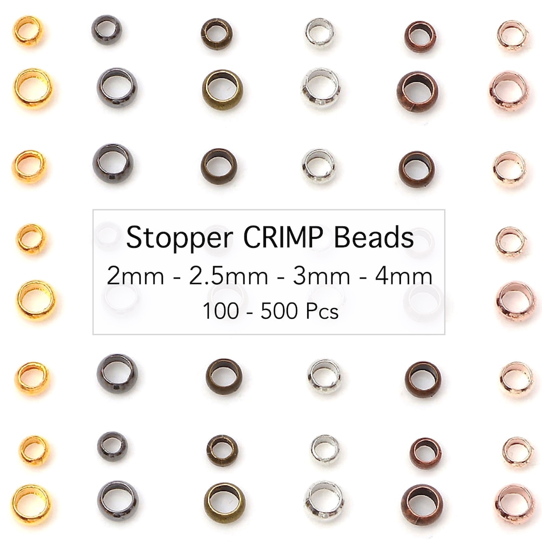 Round CRIMP Beads - Micro Stopper Beads Large Hole Metal Seed Beads ...