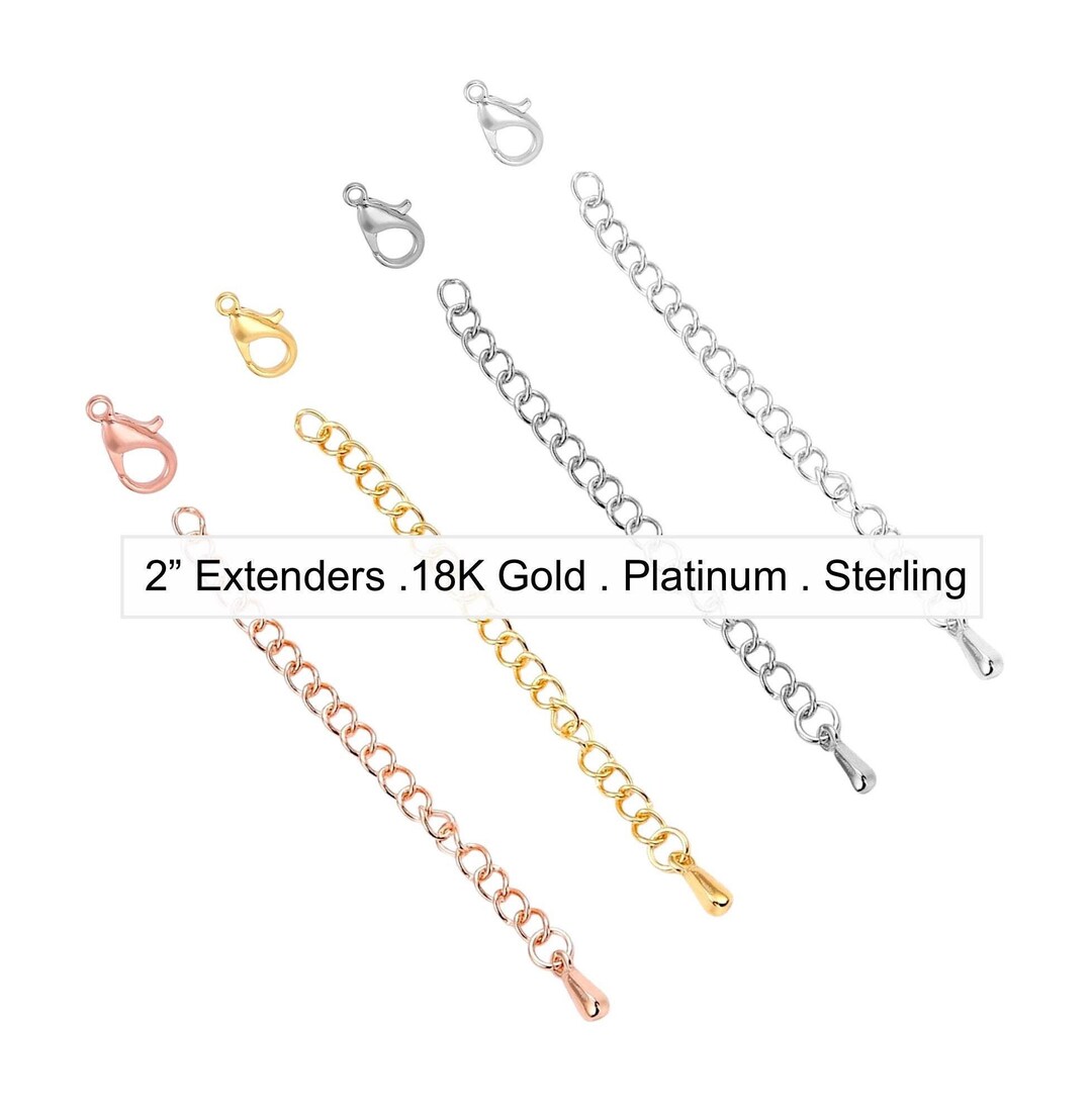 6 Chain EXTENDERS 18K Gold Platinum Sterling Silver or Rose Gold Over ...
