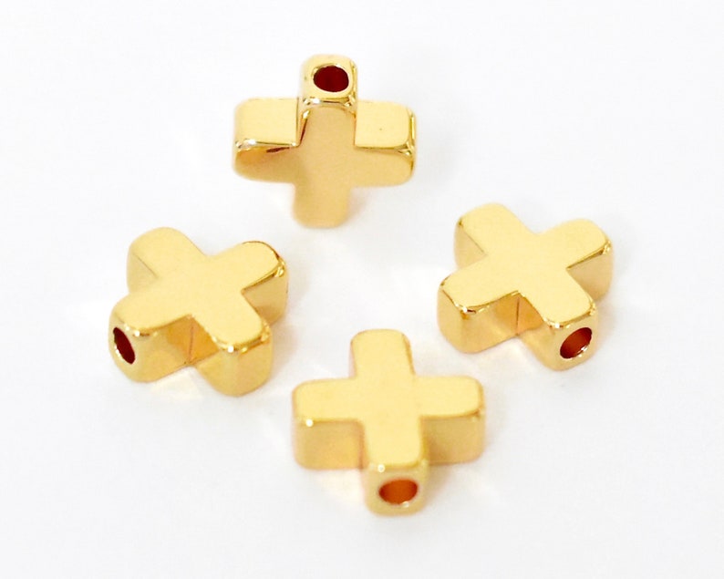 8mm CROSS BEADS . 18K Gold & Platinum Plated Brass Beads . - Etsy