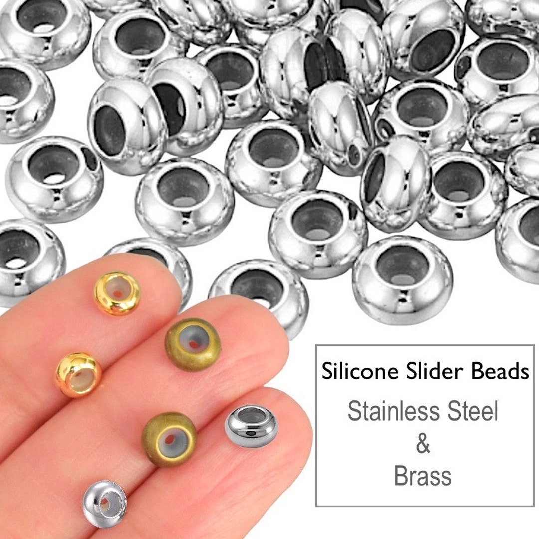 5 STOPPER Beads 6.5mm - !8K Gold Platinum Bronze Plated Brass Stainless ...