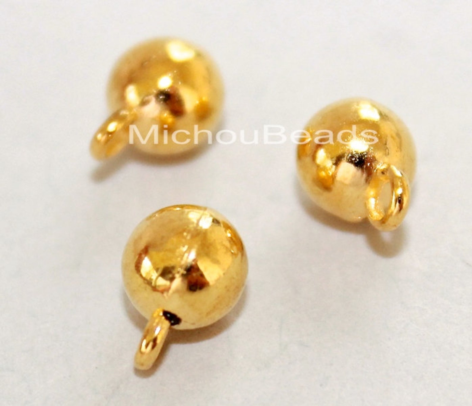100 Round 6mm Bright GOLD Bead Ball Button Charm DANGLE - Etsy