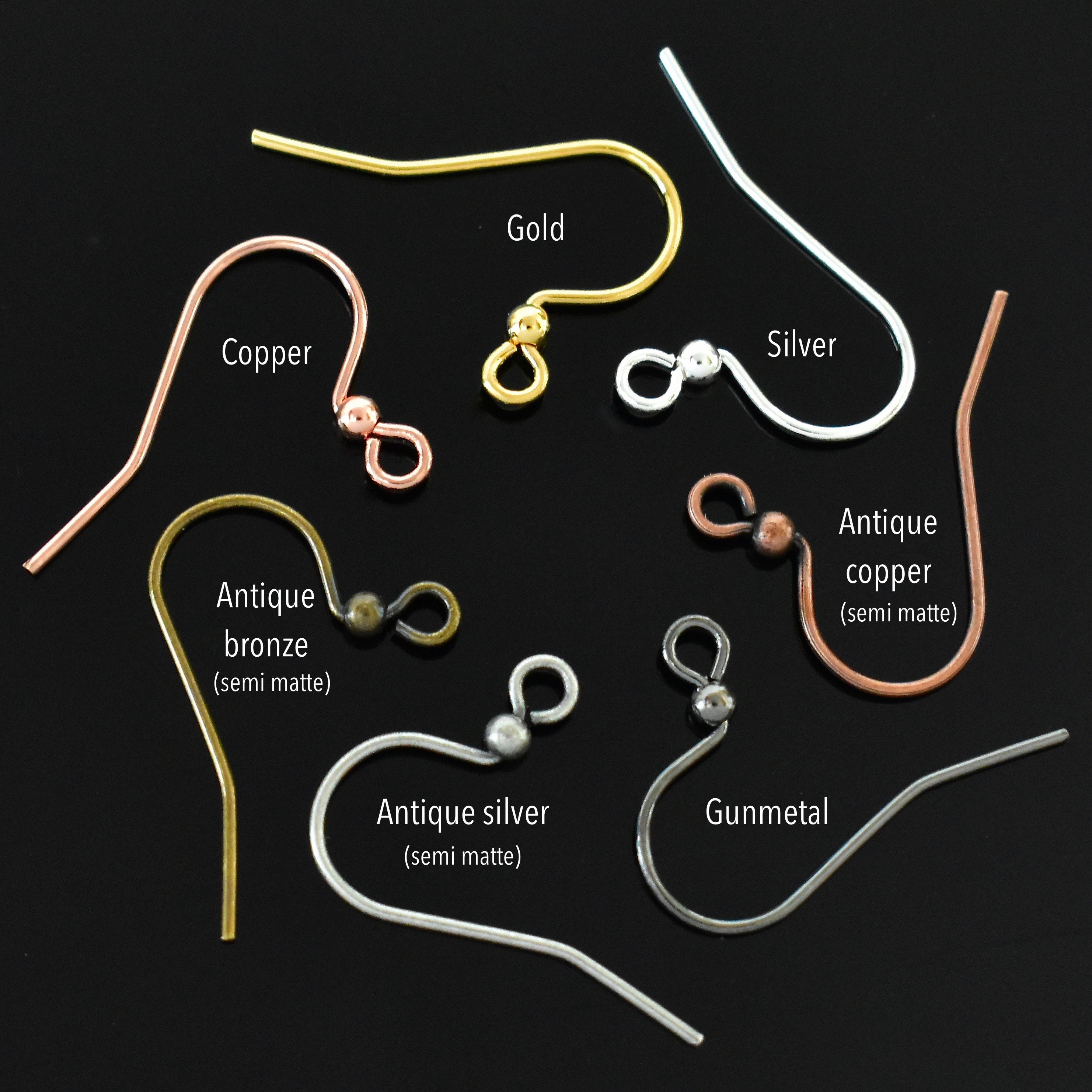 French EAR WIRE Earring Hooks Ball & Loop 23mm Silver Gold Antique ...