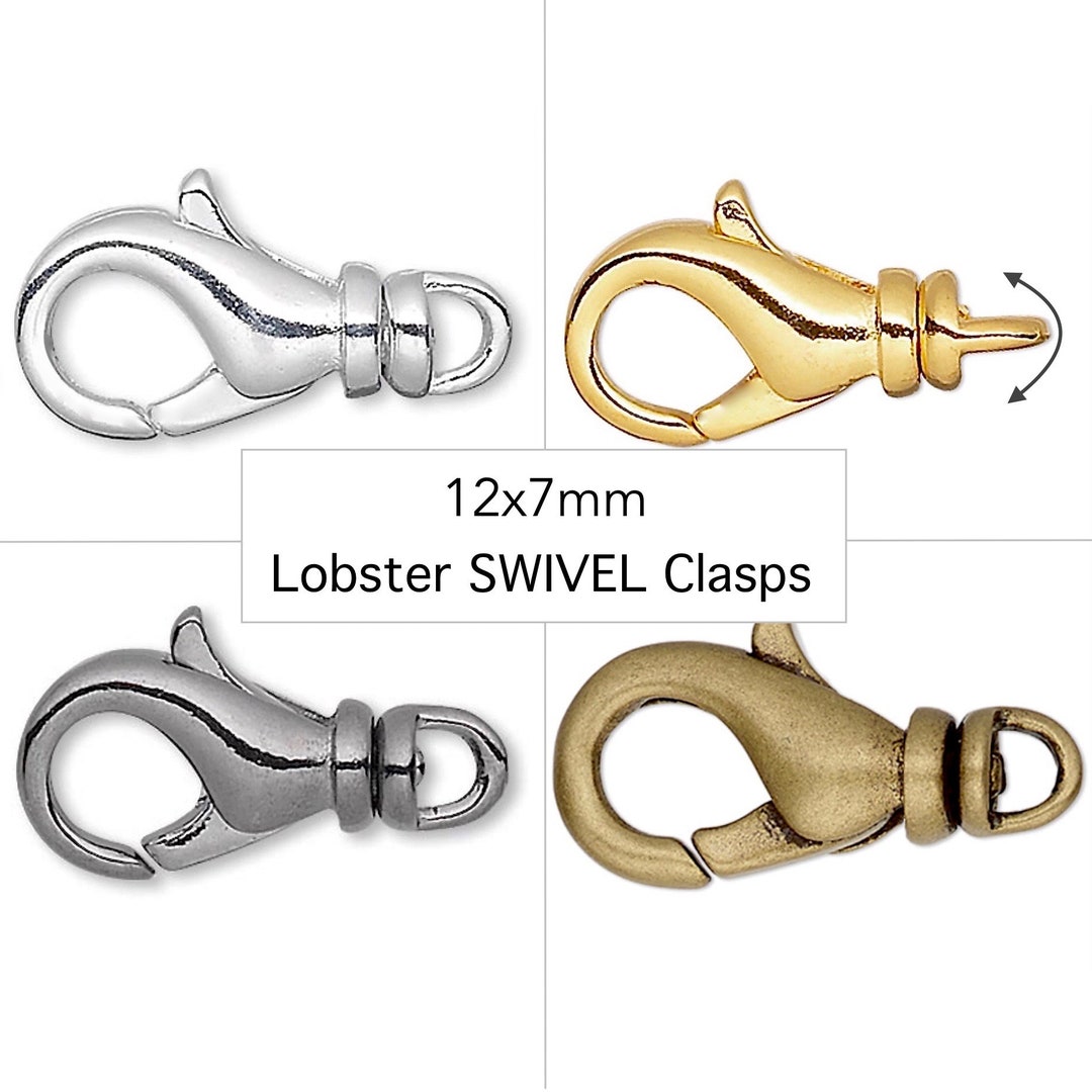 Small SWIVEL Lobster Clasps 12x7mm Lobster Claw Swivel Clasp Silver ...