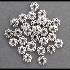 100 Grams / 1000 Beads 4mm SILVER Daisy Spacer 4x1.8mm Round Metal ...