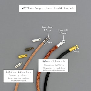 Cord Ends With LOOP . Glue in Cord End Caps . Leather End Tips Findings ...