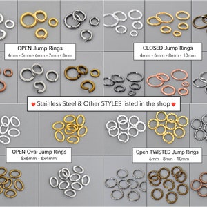16 Gauge OPEN TWISTED Jump Rings - 6mm 8mm 10mm Twist Jump Ring Silver ...