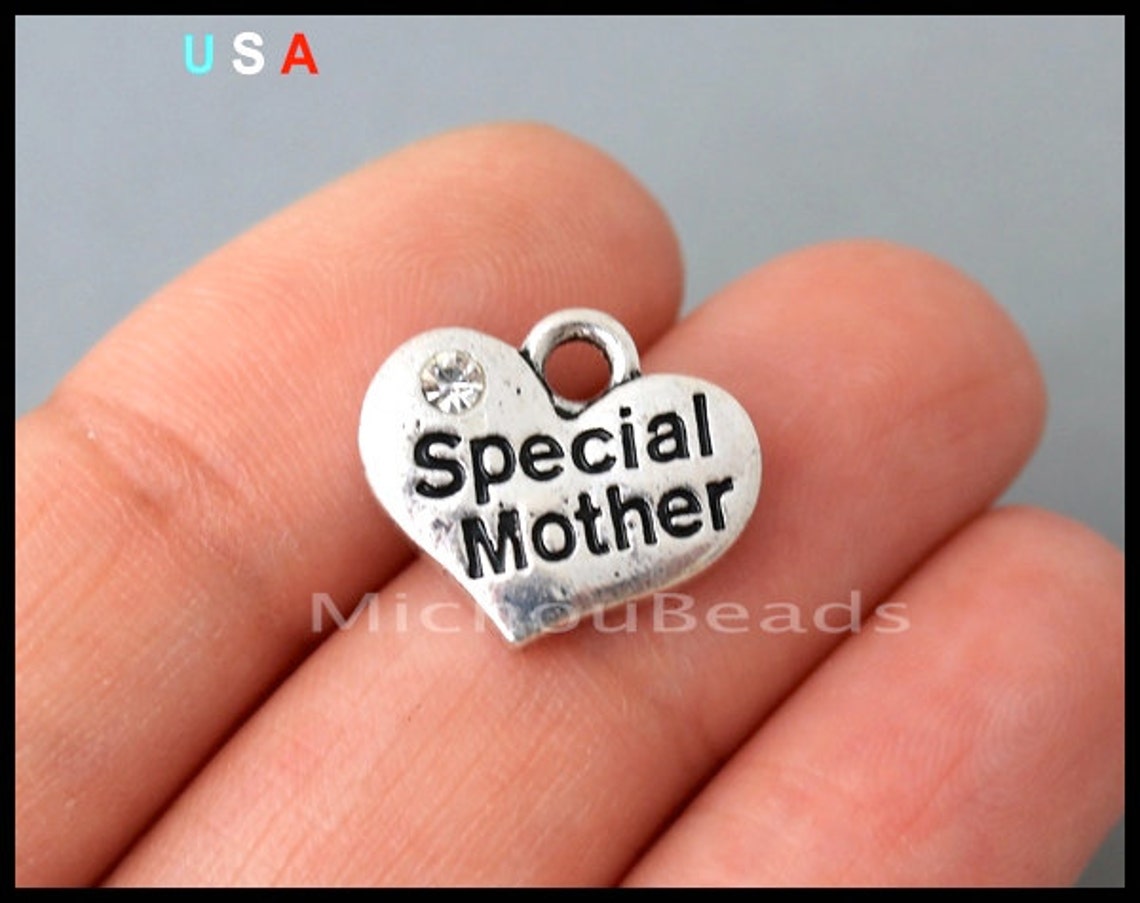 1 Special MOTHER Heart Charm Pendant 15mm Family Message | Etsy