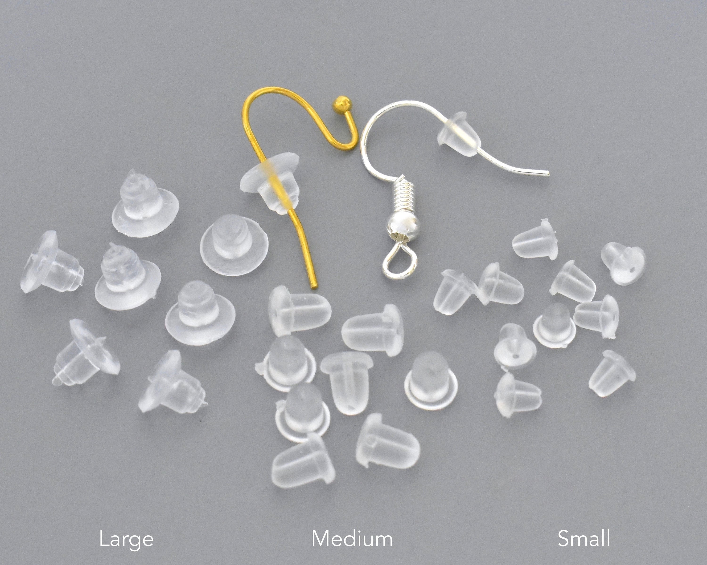 Soft RUBBER EAR NUTS - 3 Sizes Clear Earring Back Stoppers - 4x4mm 6x4 ...