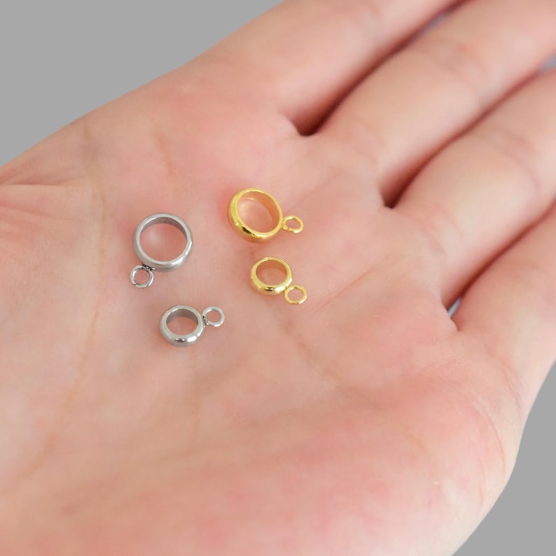 Slider Charm Holder Bail 18K Gold Stainless Steel 8.5mm 10.5mm Spacer ...