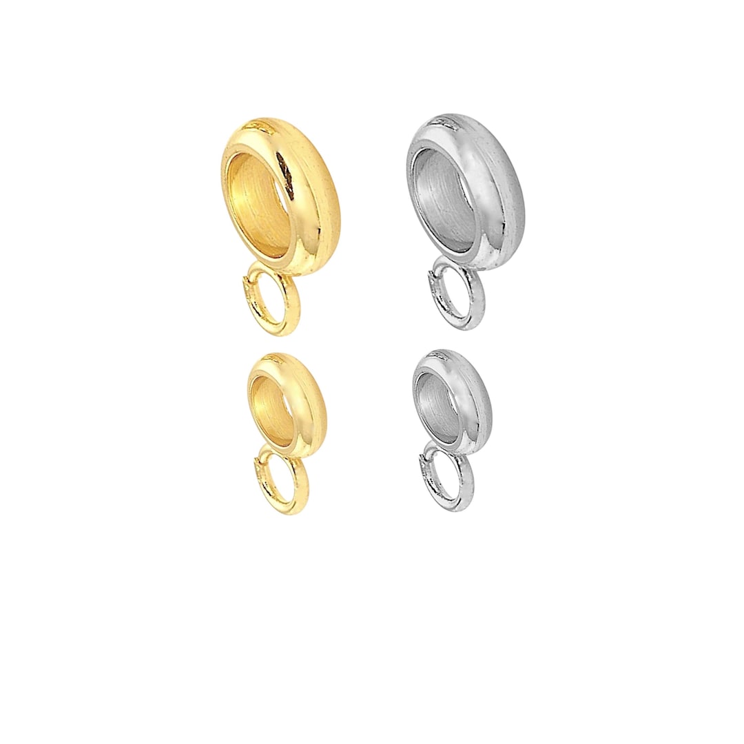 Slider Charm Holder Bail 18K Gold Stainless Steel 8.5mm 10.5mm Spacer ...