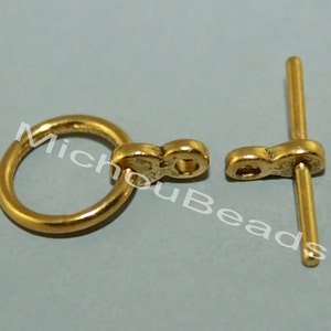 8 ANTIQUED Gold 15mm TOGGLE Clasps 17x12mm Ring W/ 19mm Bar Nickel Free ...