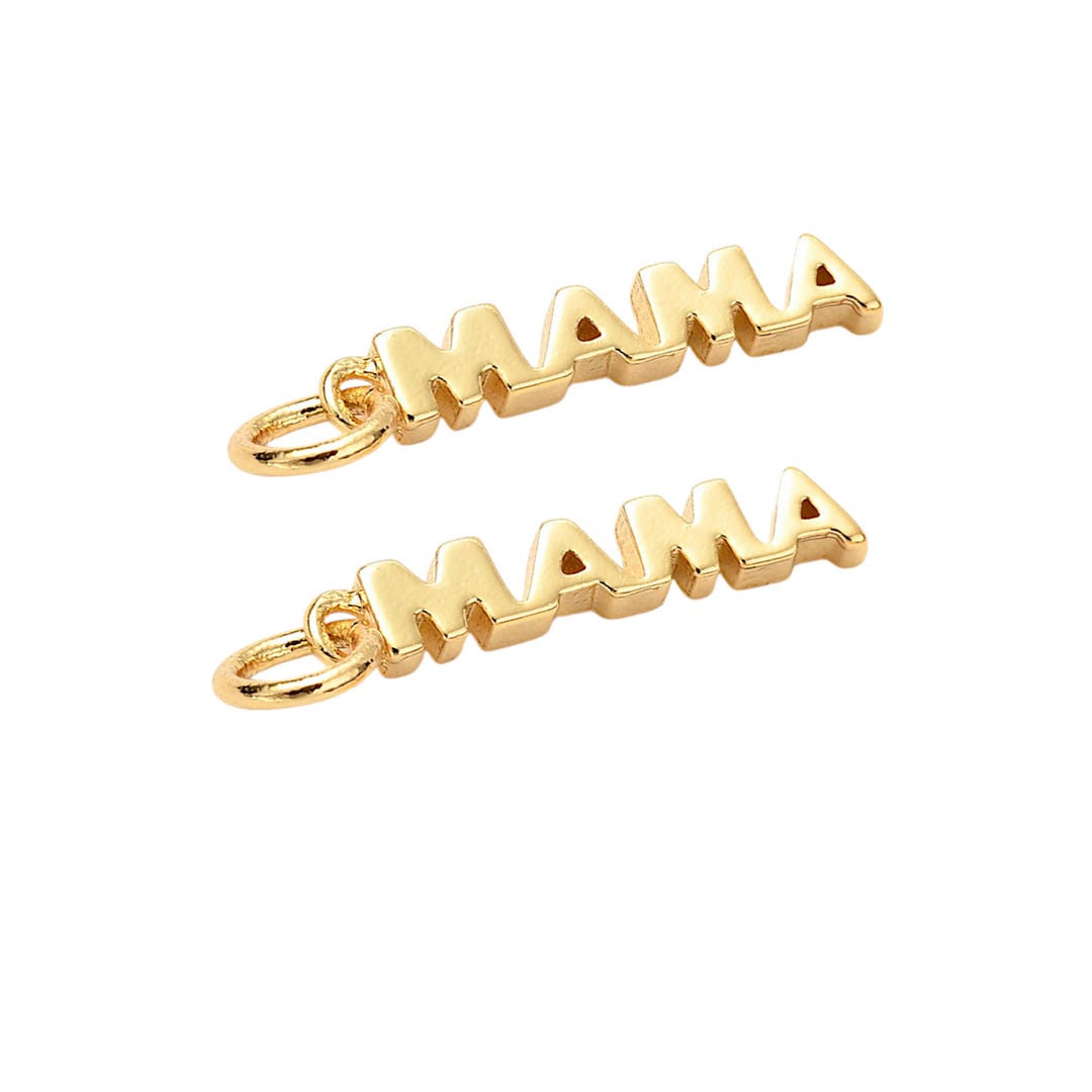 MAMA Charm 18K Gold Filled 16.5mm Mama Dainty Word Message With Jump ...
