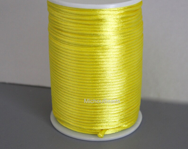 2mm SATIN Nylon Cord 5 Yards YELLOW Rattail Nylon Silk - Etsy
