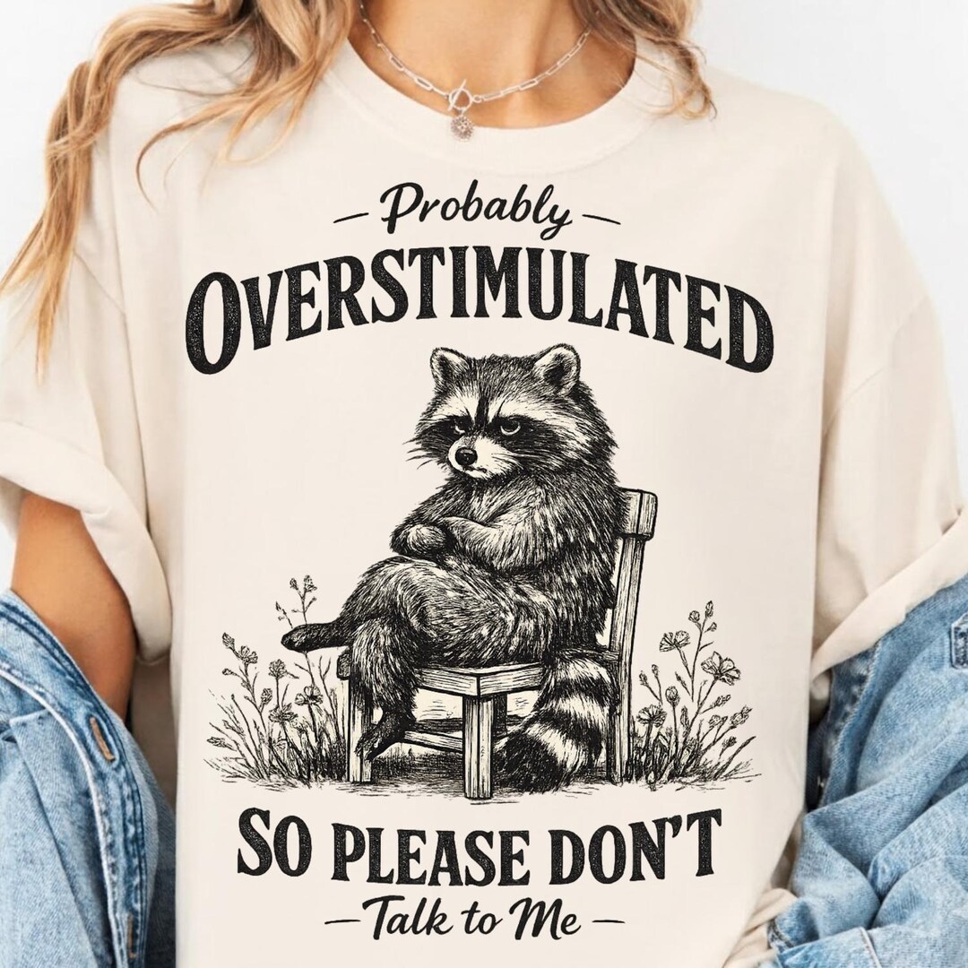 Probably Overstimulated Raccoon PNG: Funny Raccoon Png + Retro Vintage ...